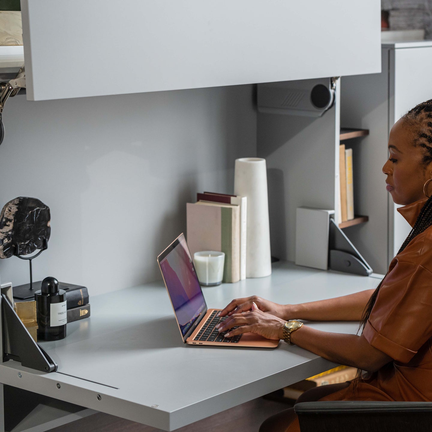 Flip-Down Wall Desk Unit | Compact Modular Workstation