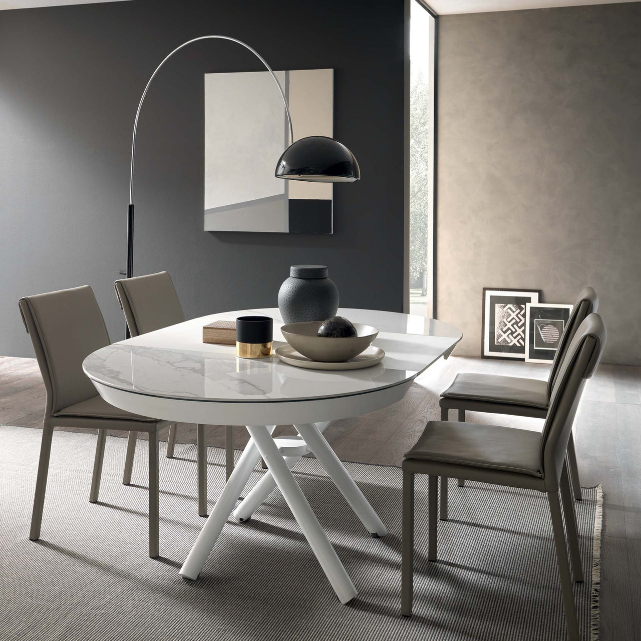 Soleil Height-Adjustable Table | Round Top Leaf Extension