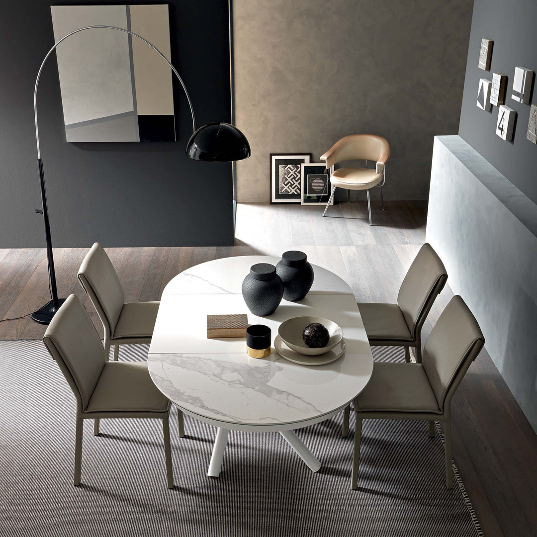 Soleil Height-Adjustable Table | Round Top Leaf Extension